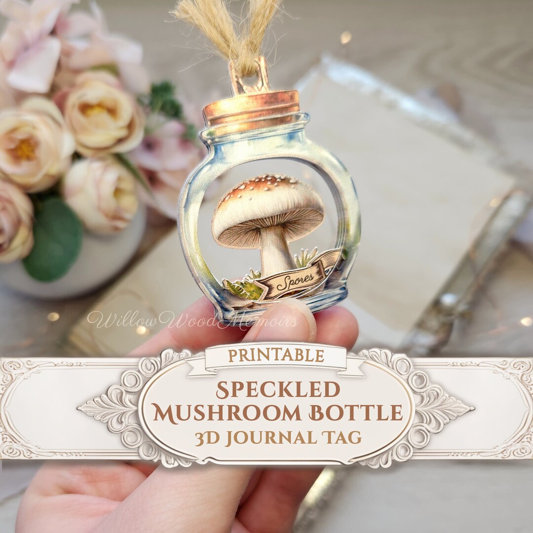 Mushroom Apothecary Bottle 3D Frame Tag Magical Woodland Mushroom Junk ...