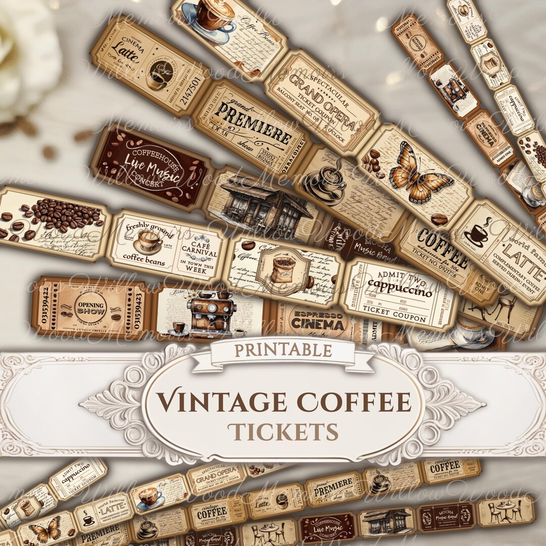 Coffee Lover Junk Journal Tickets Vintage Coffee Ephemera Pack Cafe ...
