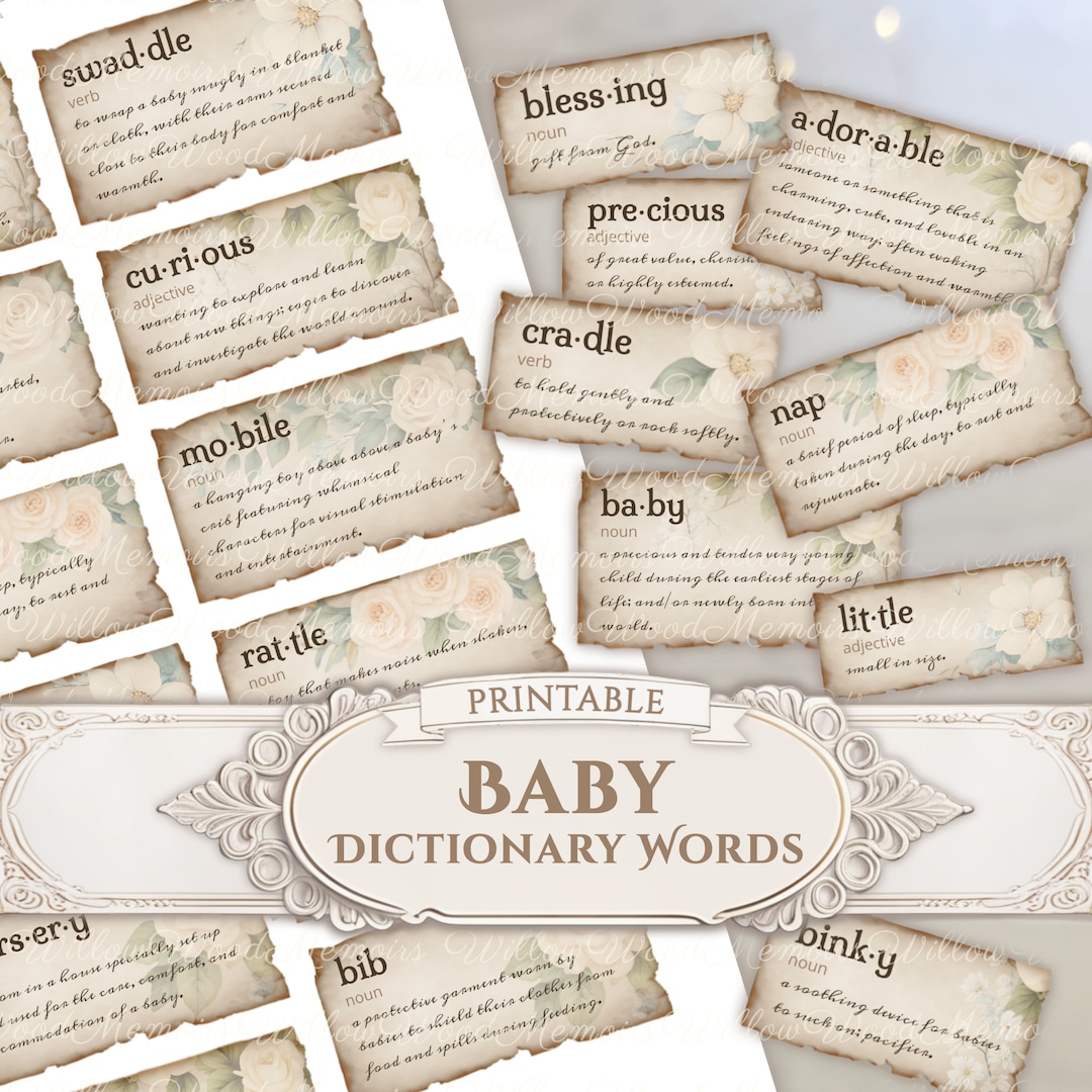 Baby Dictionary Words Definitions Baby Shower Phrases Junk Journal ...