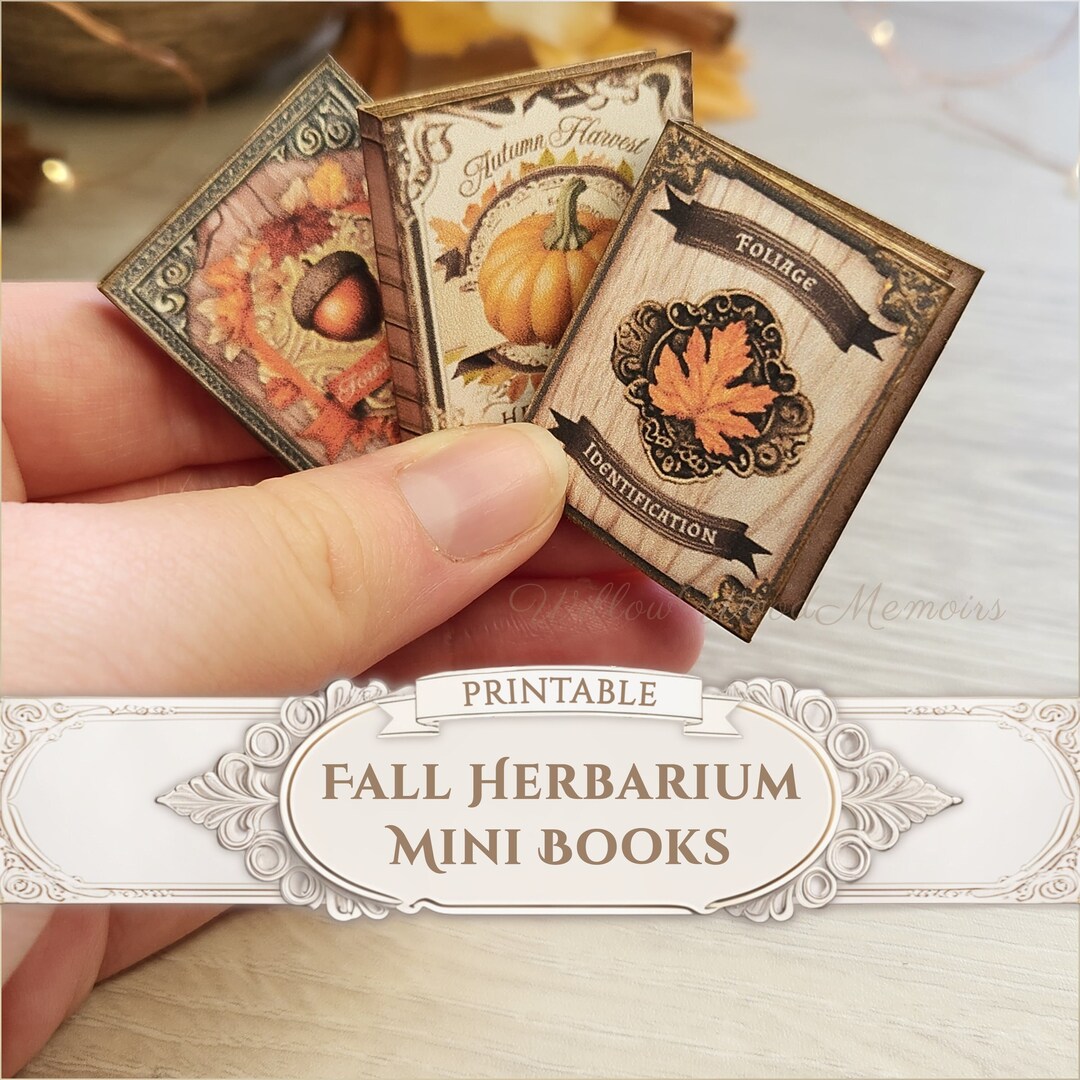 Autumn Fall Mini Books Herbarium Botany Junk Journal Harvest Pumpkin ...
