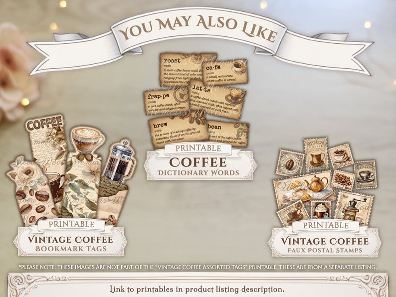Coffee Lover Printable Junk Journal Tags Digital Ephemera Pack Vintage ...