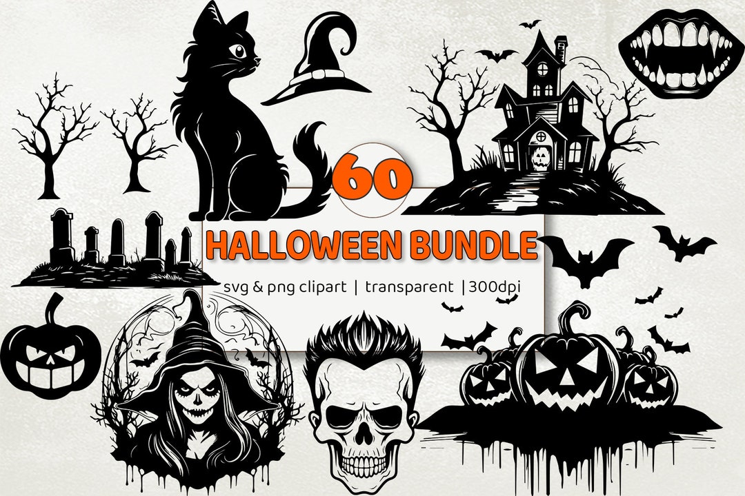 Halloween Bundle, SVG PNG Clipart Bundle, Transparent, Spooki Clipart ...