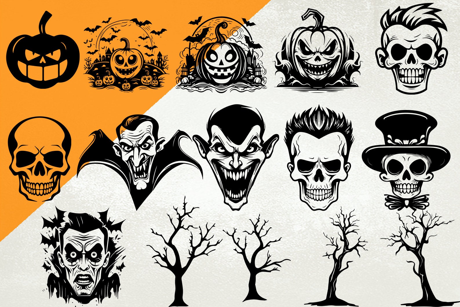 Halloween Bundle, SVG PNG Clipart Bundle, Transparent, Spooki Clipart ...