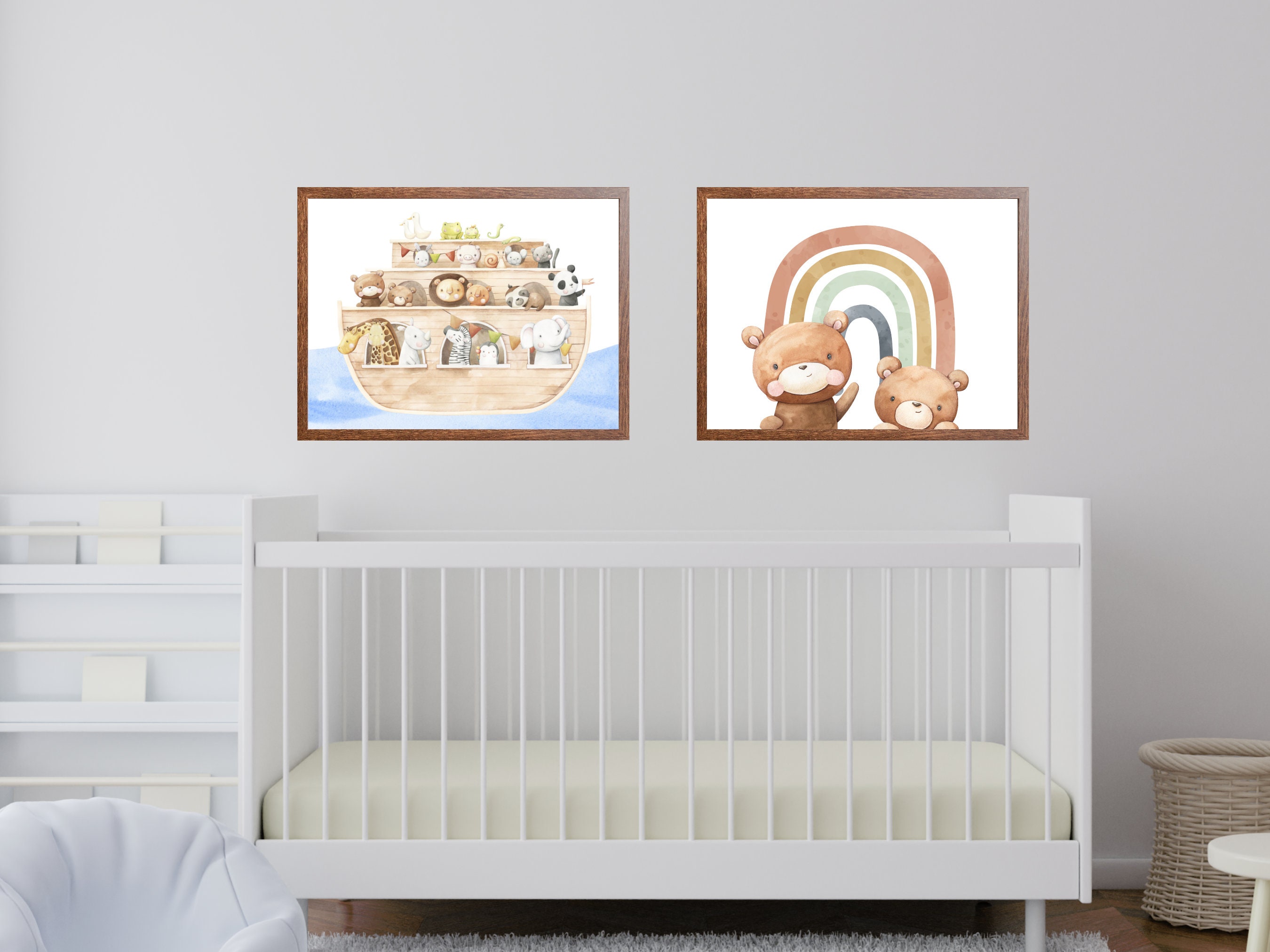 Noah's Ark Printable, Watercolor Noah's Ark Theme Print for Baby ...