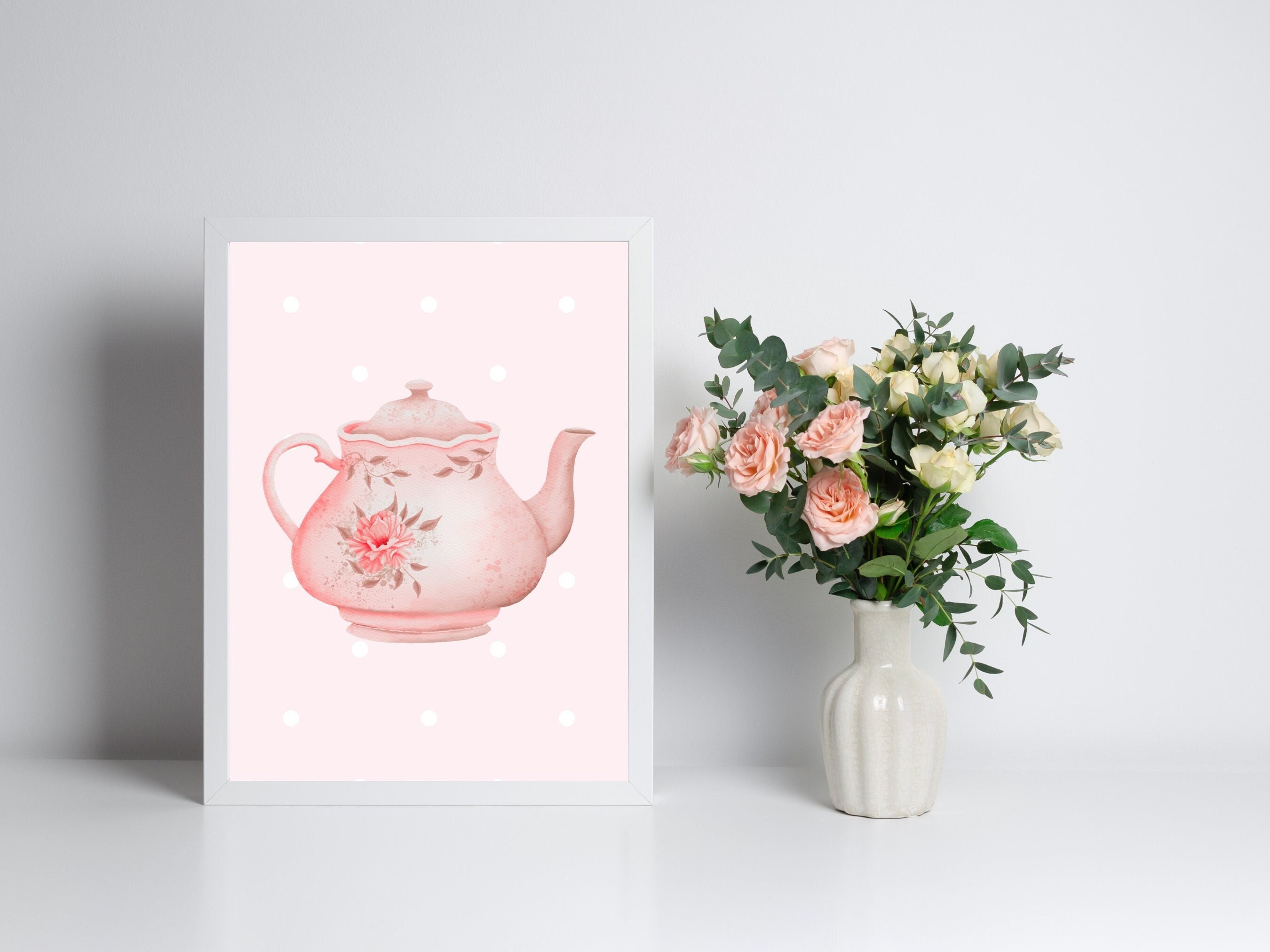 Pretty Pink Teapot Printable, Pink Girls Room Decor, Pink Baby Room ...