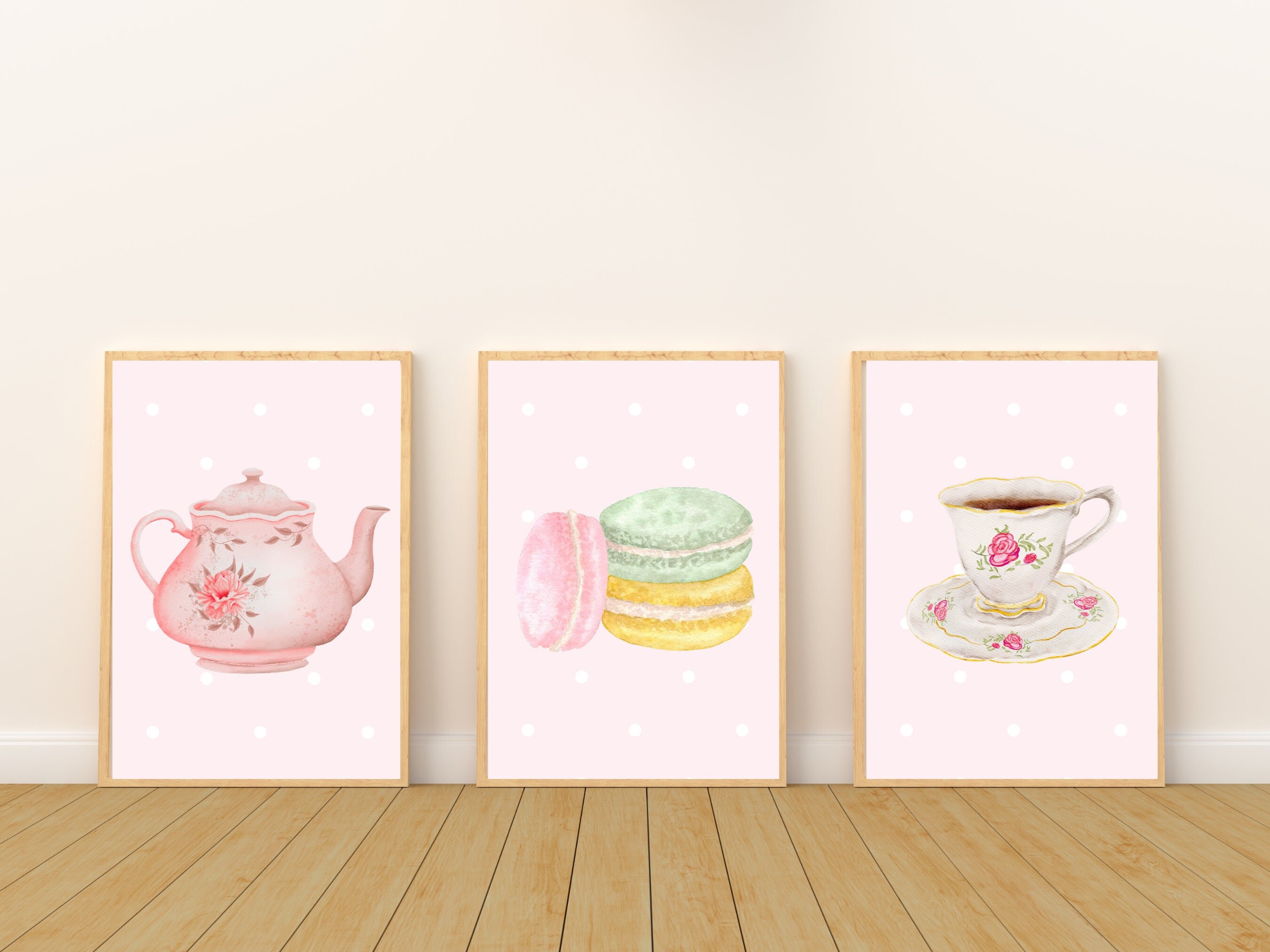 Tea Party Prints, Set of 3 Girls Room Decor, Baby Girl Nursery, Teapot ...