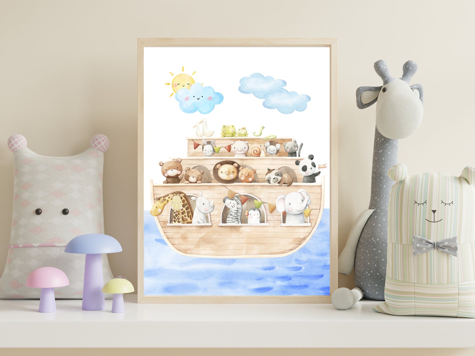 Noah's Ark Nursery Prints, Watercolor Animals, Set of 6 (digital ...