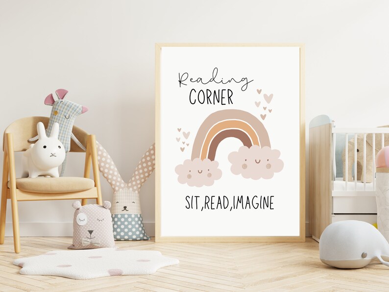 Dreamy Reading Corner Sign, Rainbow Reading Corner Print, Great for ...