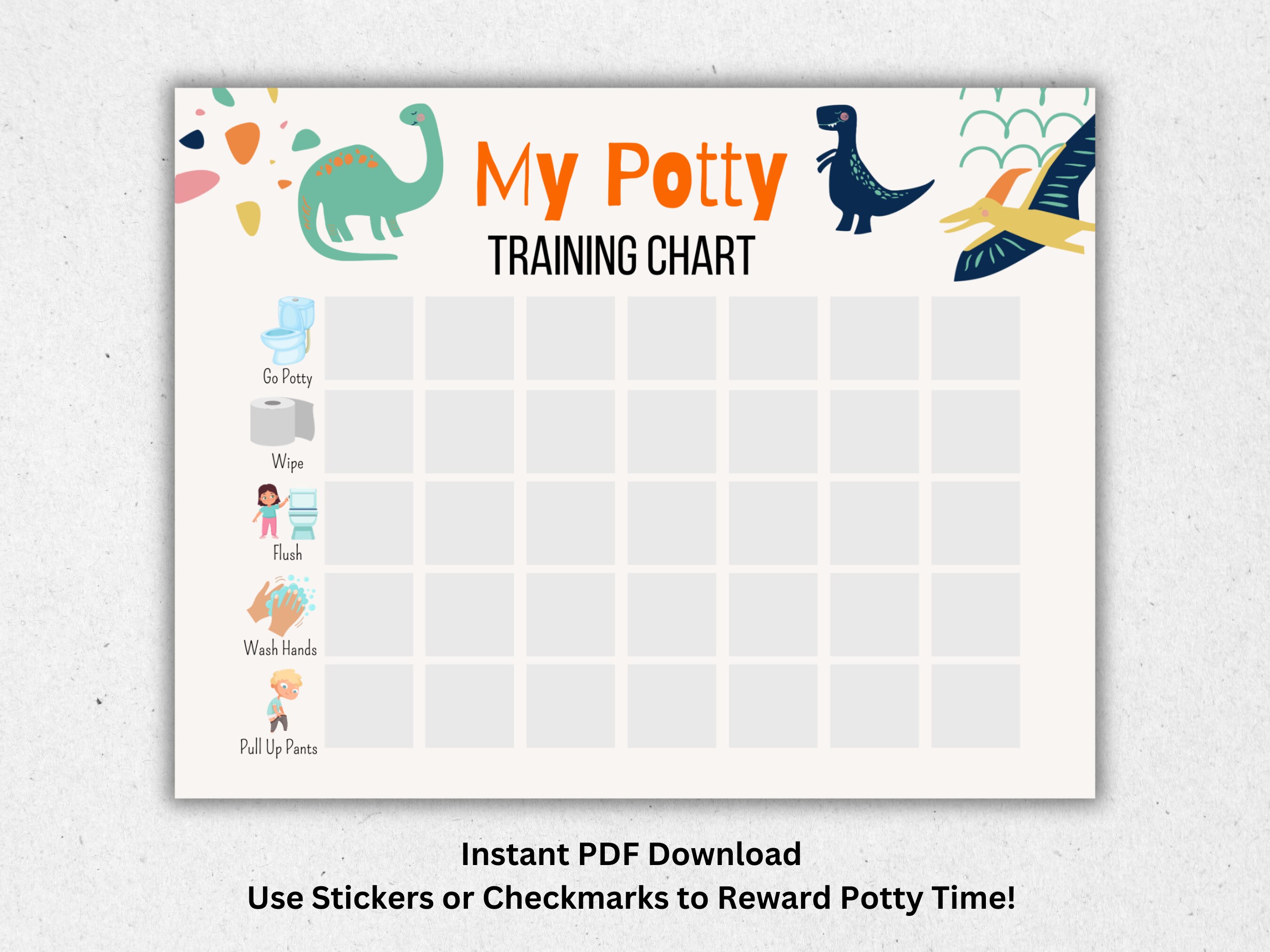 Dinosaur Potty Chart, Potty Training Reward Chart for Kids, Potty ...