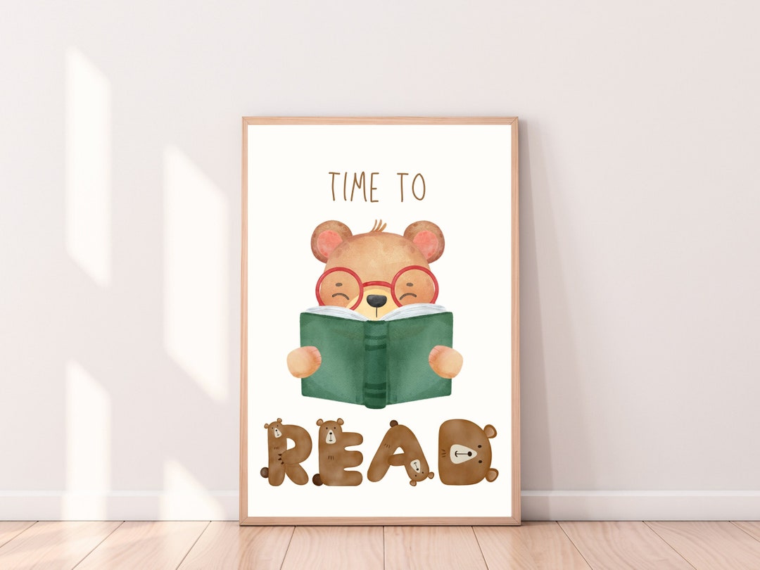 Reading Corner Poster, Bear Theme Reading Poster, Reading for Kids ...