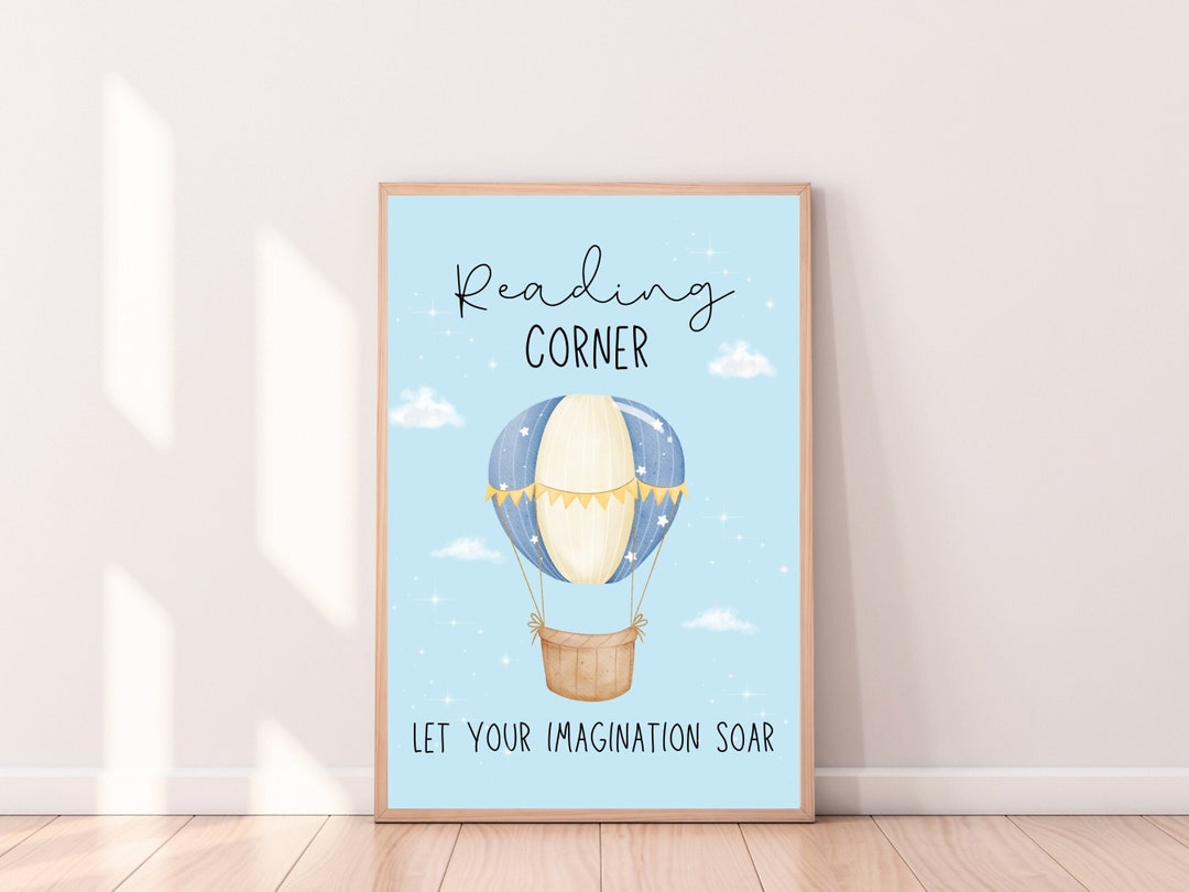Reading Corner Sign, "let Your Imagination Soar" Air Balloon and Sky ...