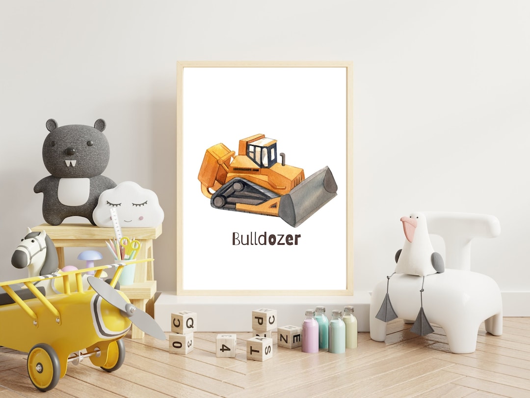 Construction Vehicle Print, Bulldozer Wall Art, Bulldozer Print Boys ...