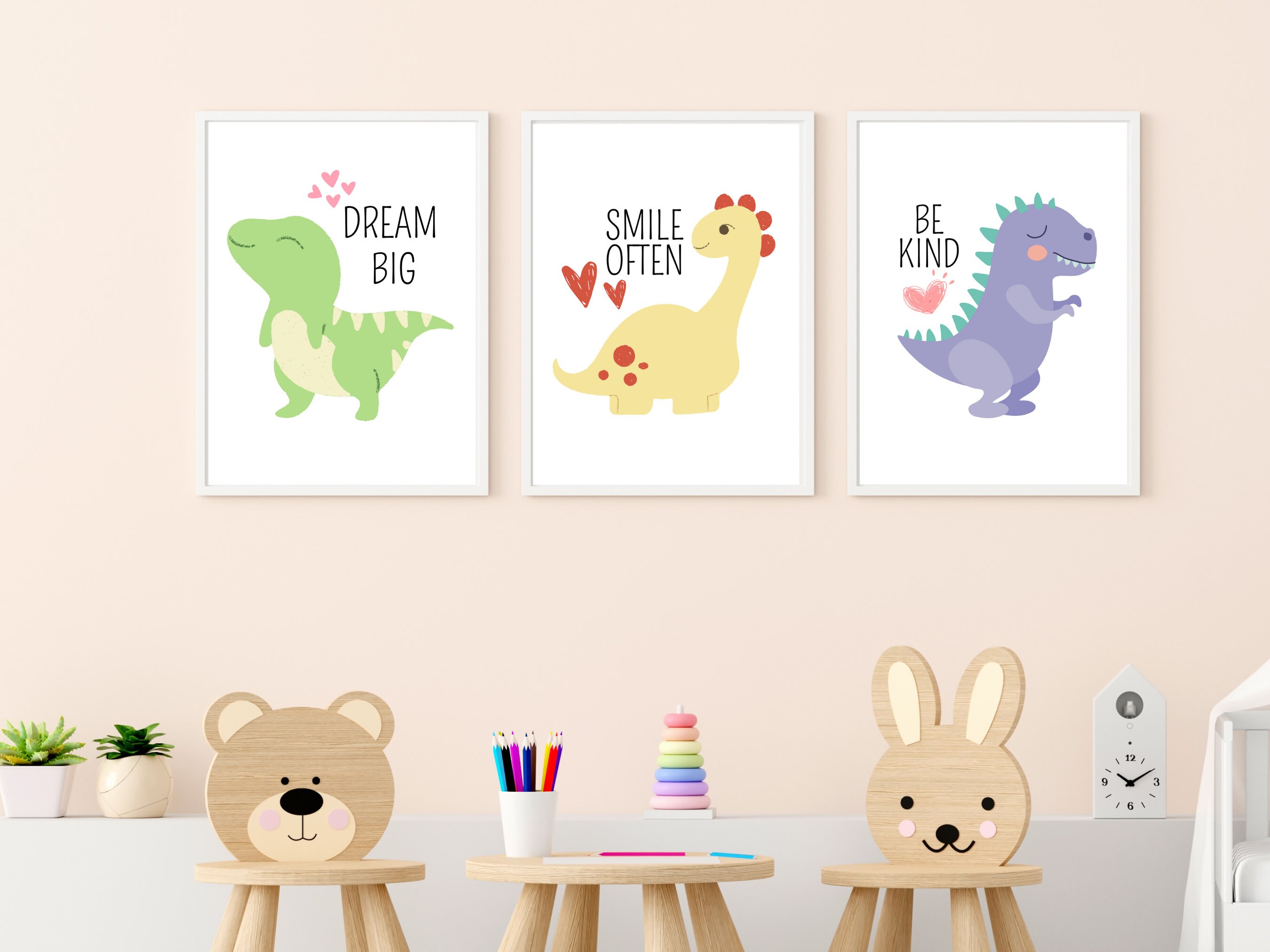 Dinosaur Inspirational Kids Printable- Set of 3, Kids Room and Nursery ...