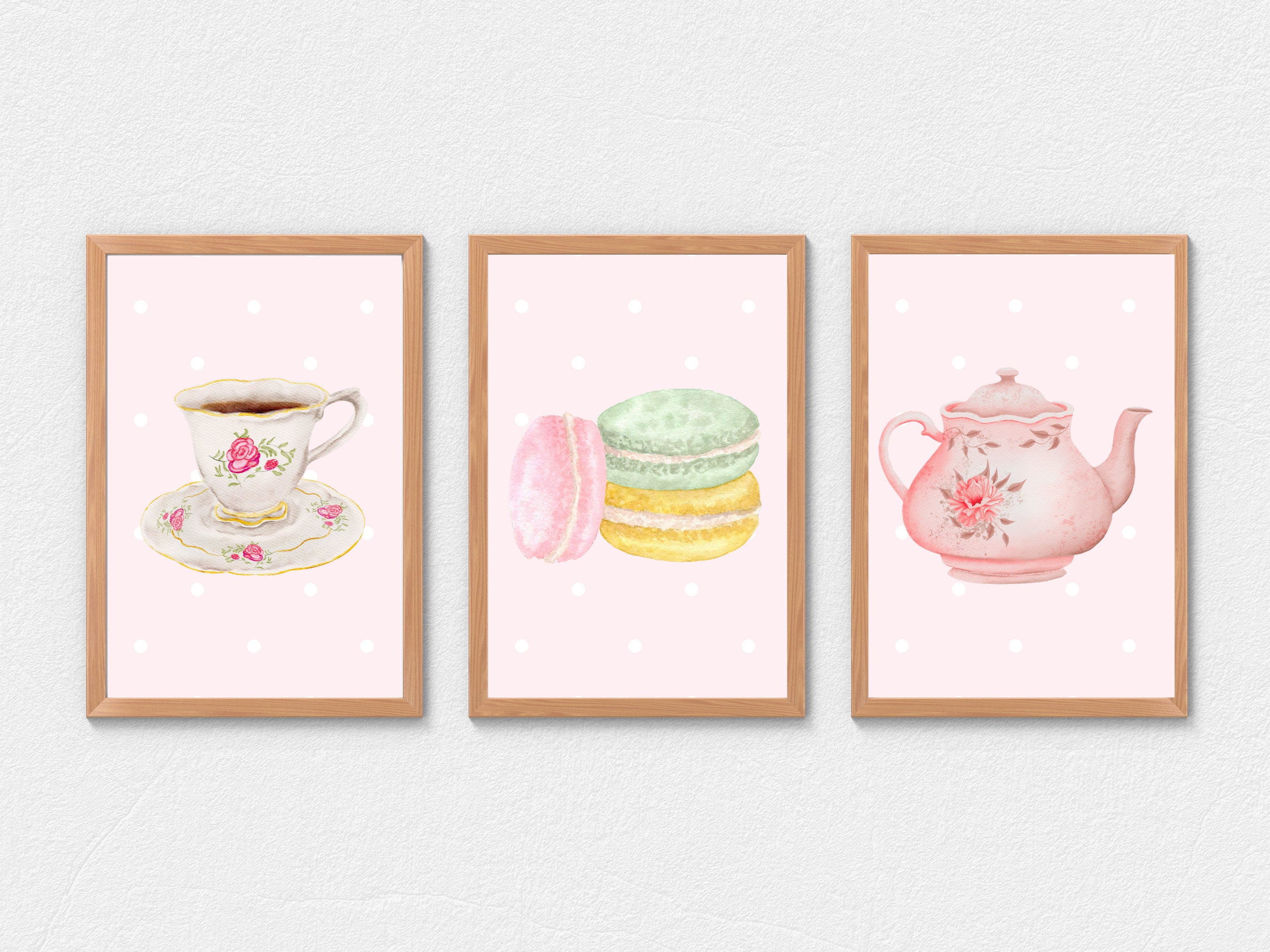 Tea Party Prints, Set of 3 Girls Room Decor, Baby Girl Nursery, Teapot ...