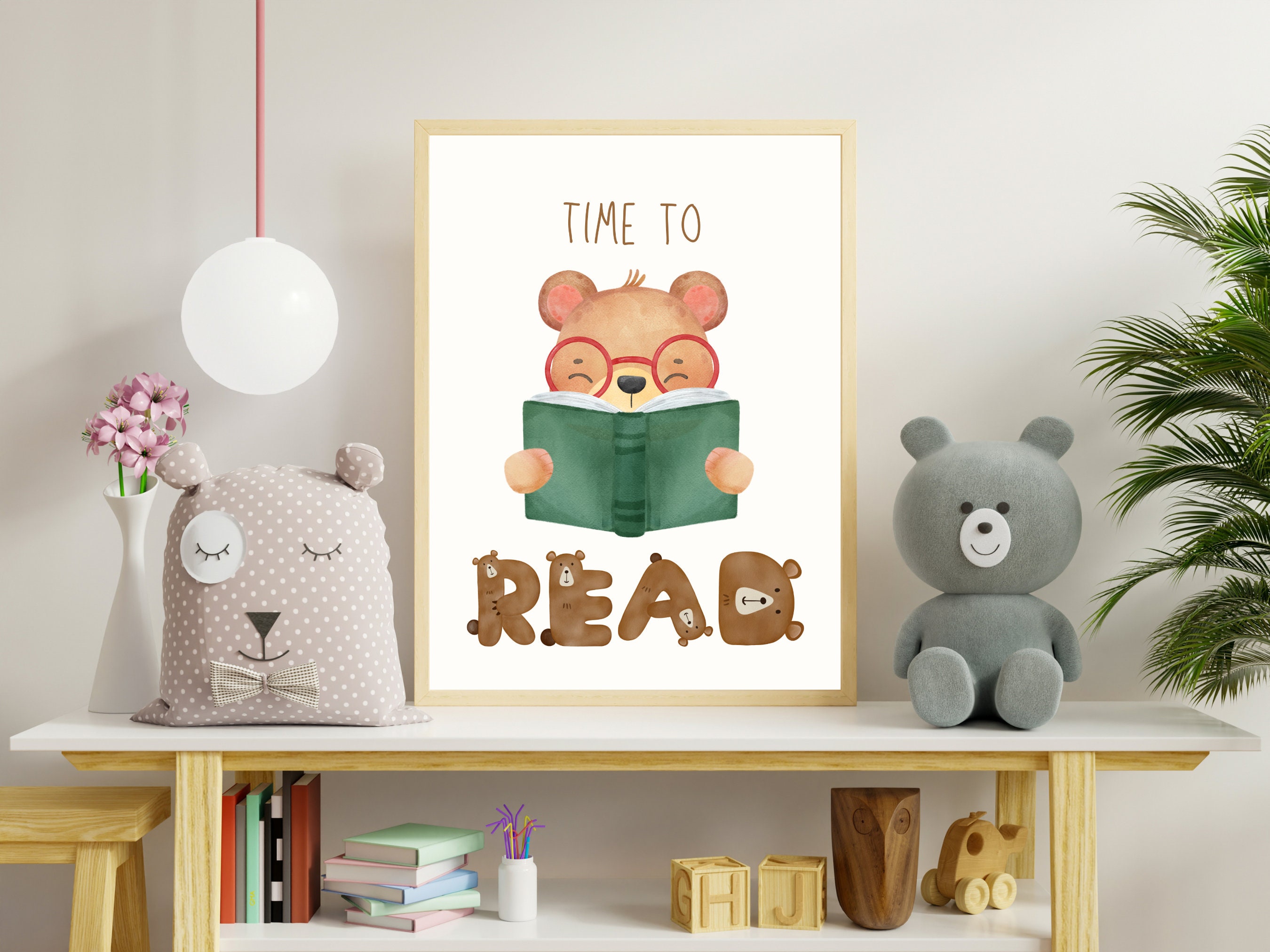 Reading Corner Poster, Bear Theme Reading Poster, Reading for Kids ...