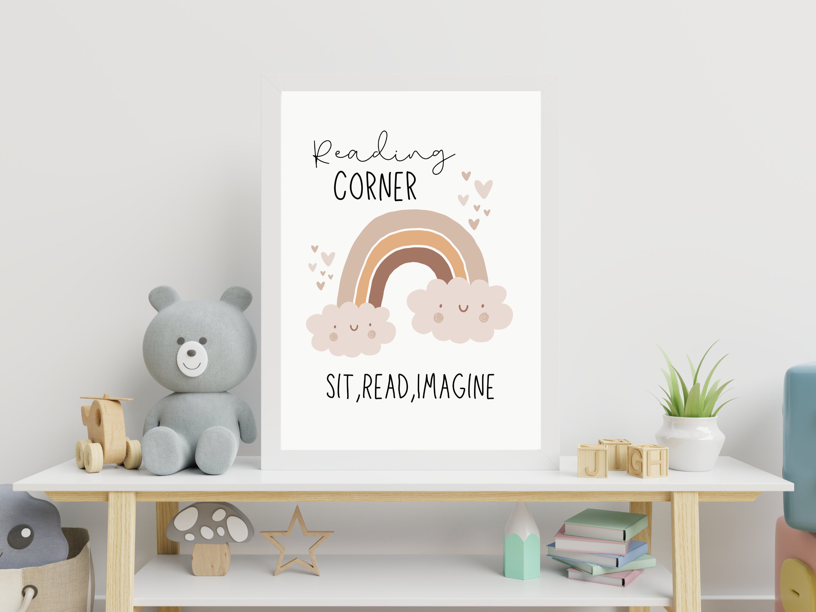 Dreamy Reading Corner Sign, Rainbow Reading Corner Print, Great for ...