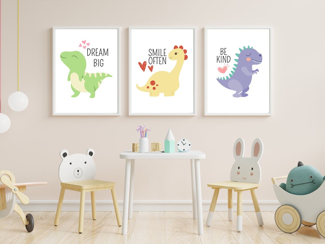 Dinosaur Inspirational Kids Printable- Set of 3, Kids Room and Nursery ...