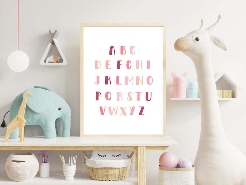 Pink ABC Poster | Montessori Girls Nursery Decor (digital Download) - Etsy