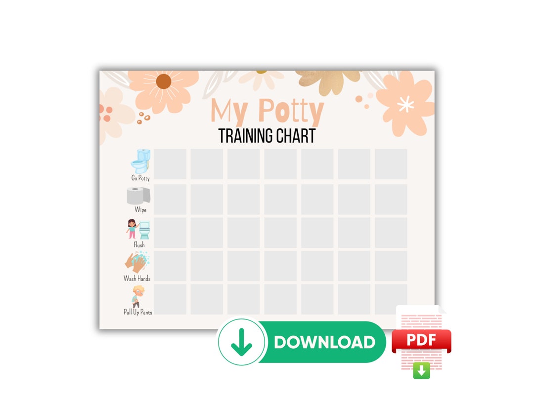 Floral Potty Chart, Potty Training Reward Chart for Kids, Potty ...