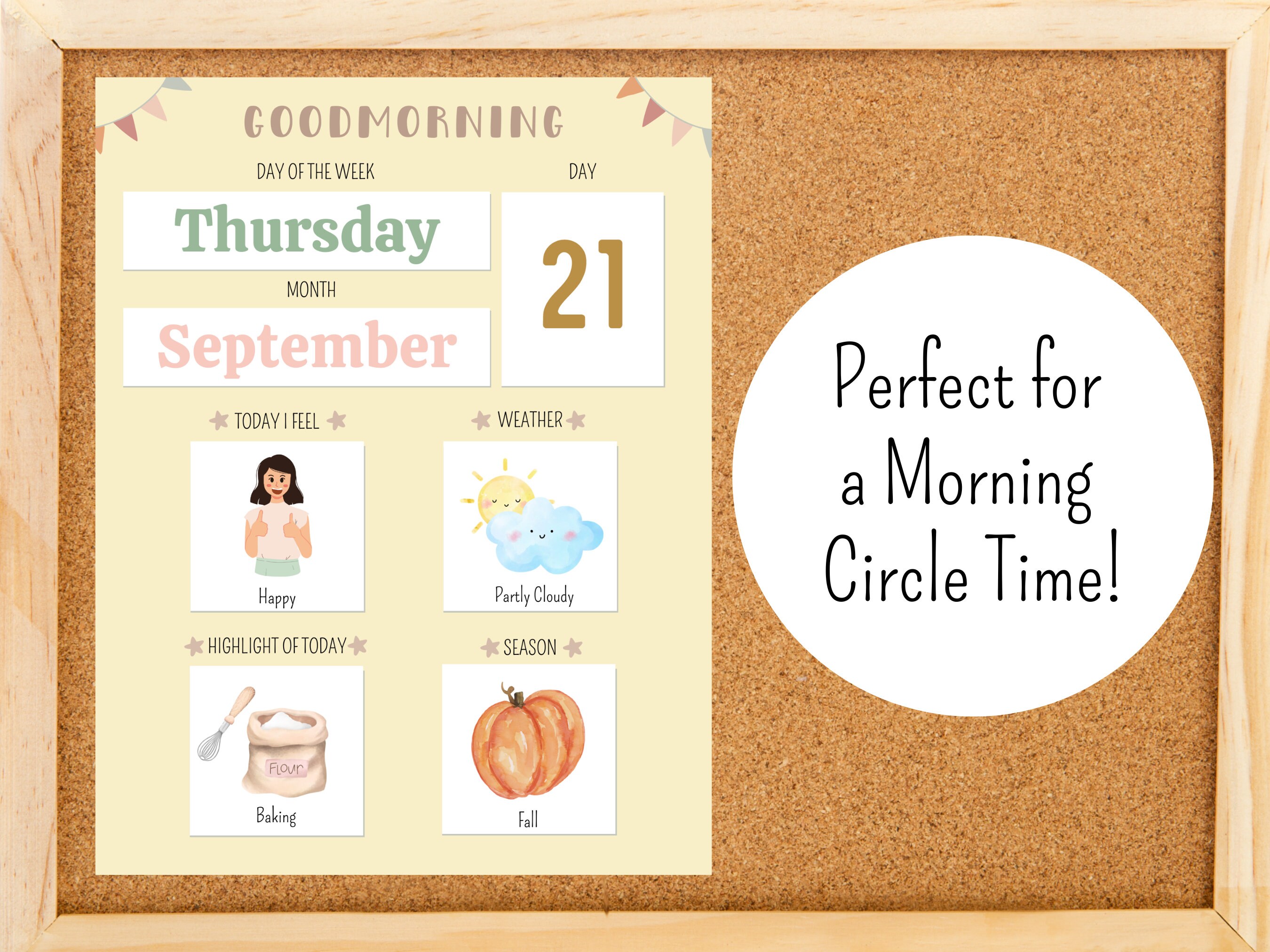 Circle Time Board, Good Morning Board Chart and Cards, Homeschool ...