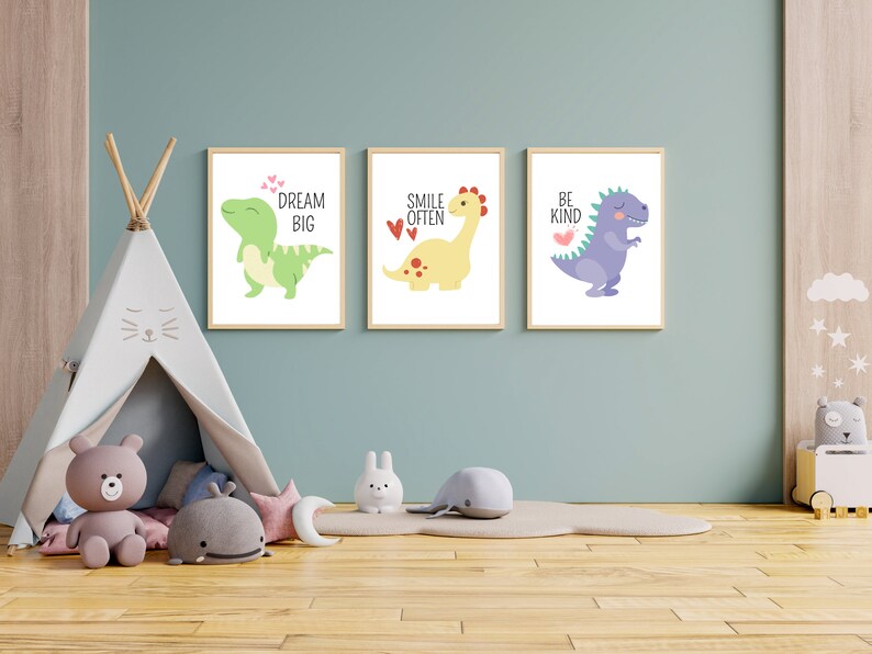Dinosaur Inspirational Kids Printable- Set of 3, Kids Room and Nursery ...
