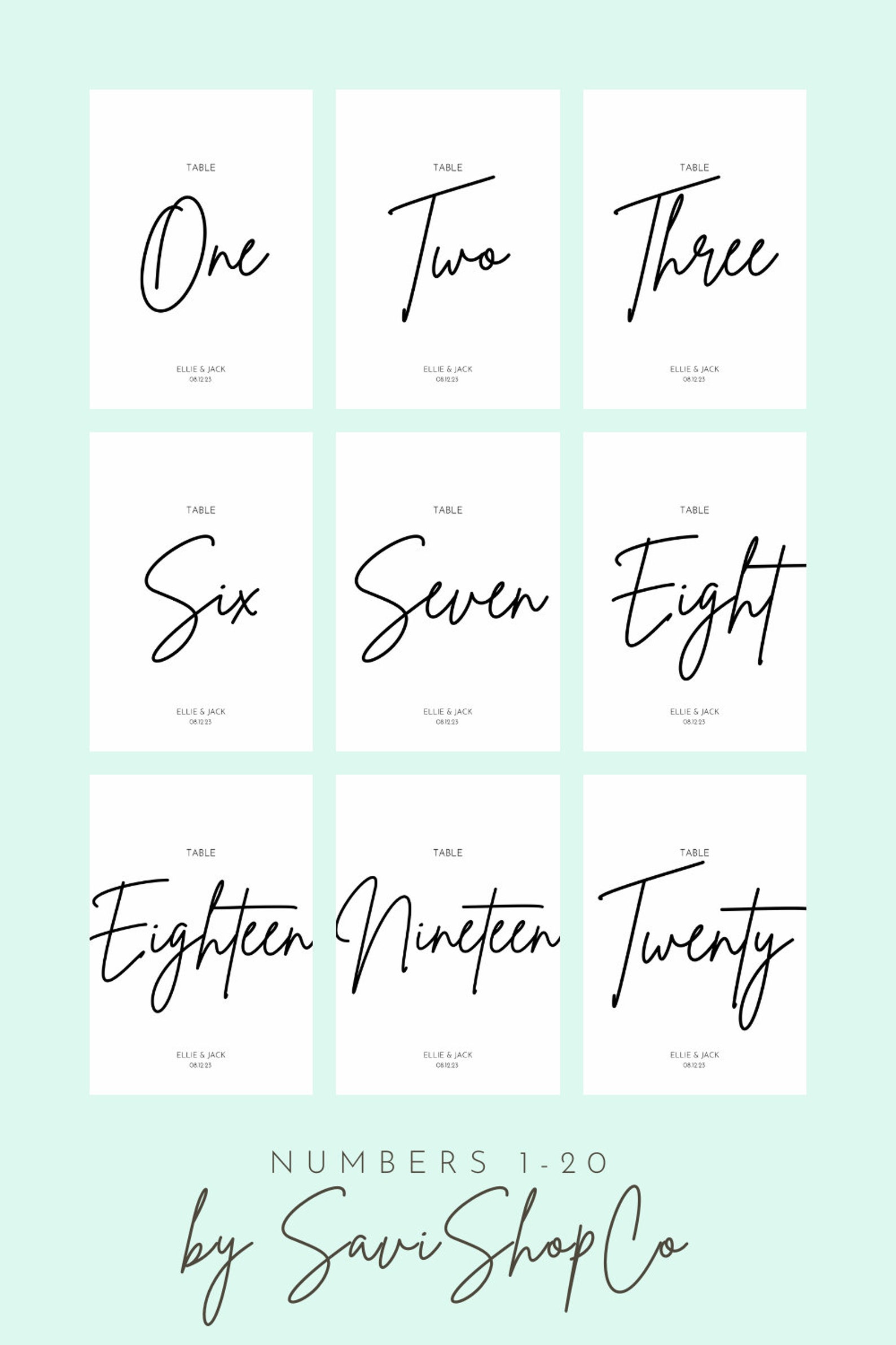 Printable Wedding Table Numbers, Instant Download Table Numbers, DIY ...