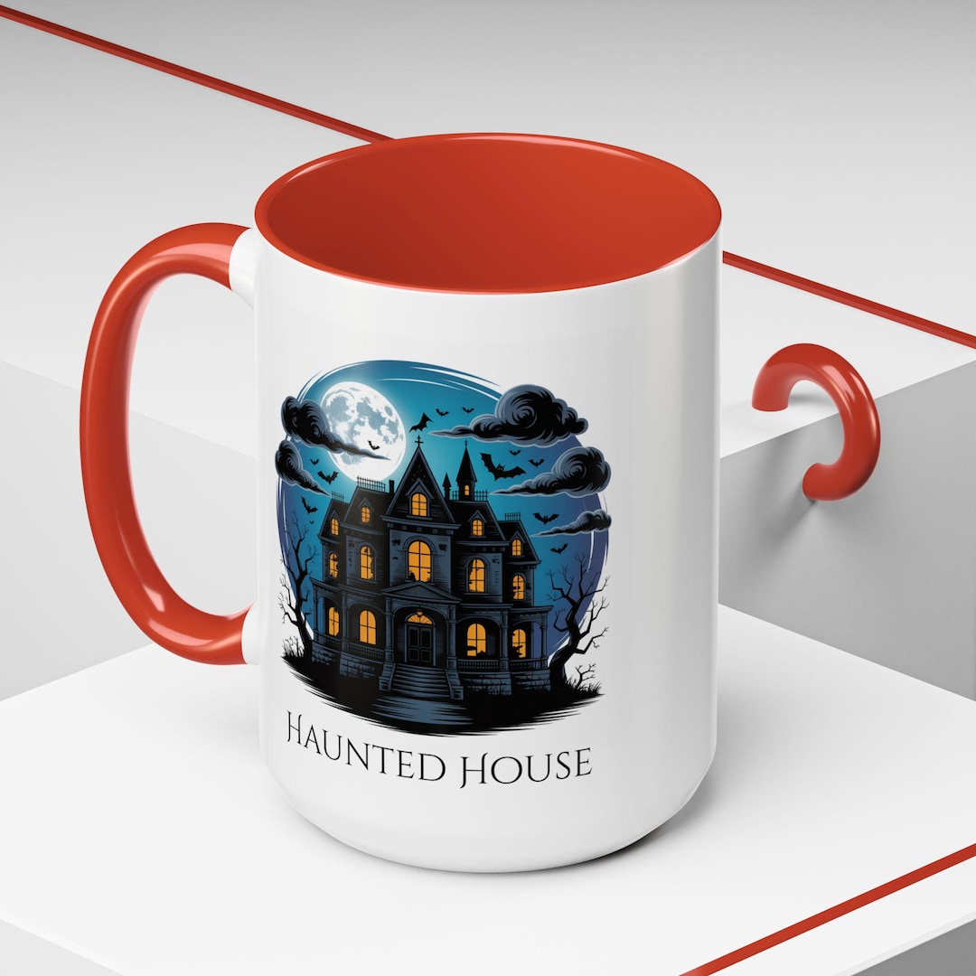 15oz Haunted House Coffee Mug Gothic Spooky Halloween Ceramic Cup ...