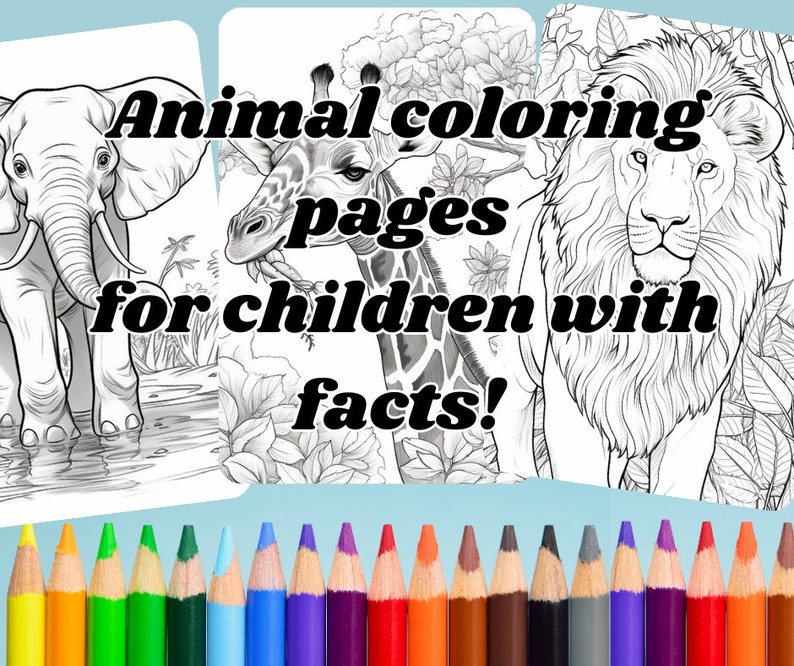 Printable Animal Colouring Pages With Facts for Children - Etsy