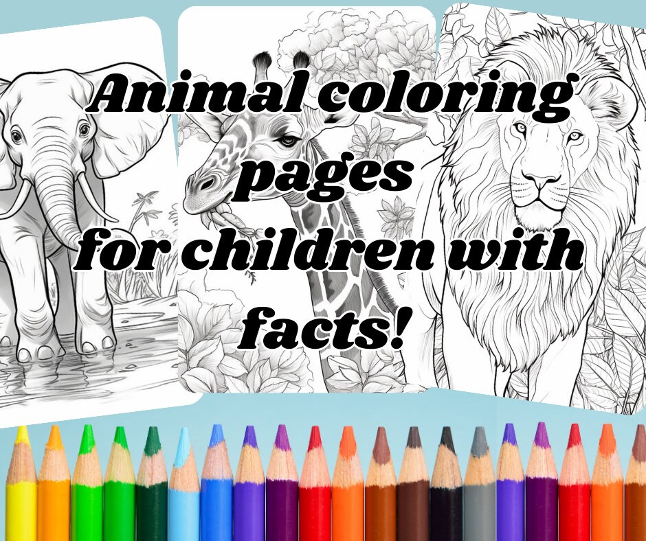 Printable Animal Colouring Pages With Facts for Children - Etsy