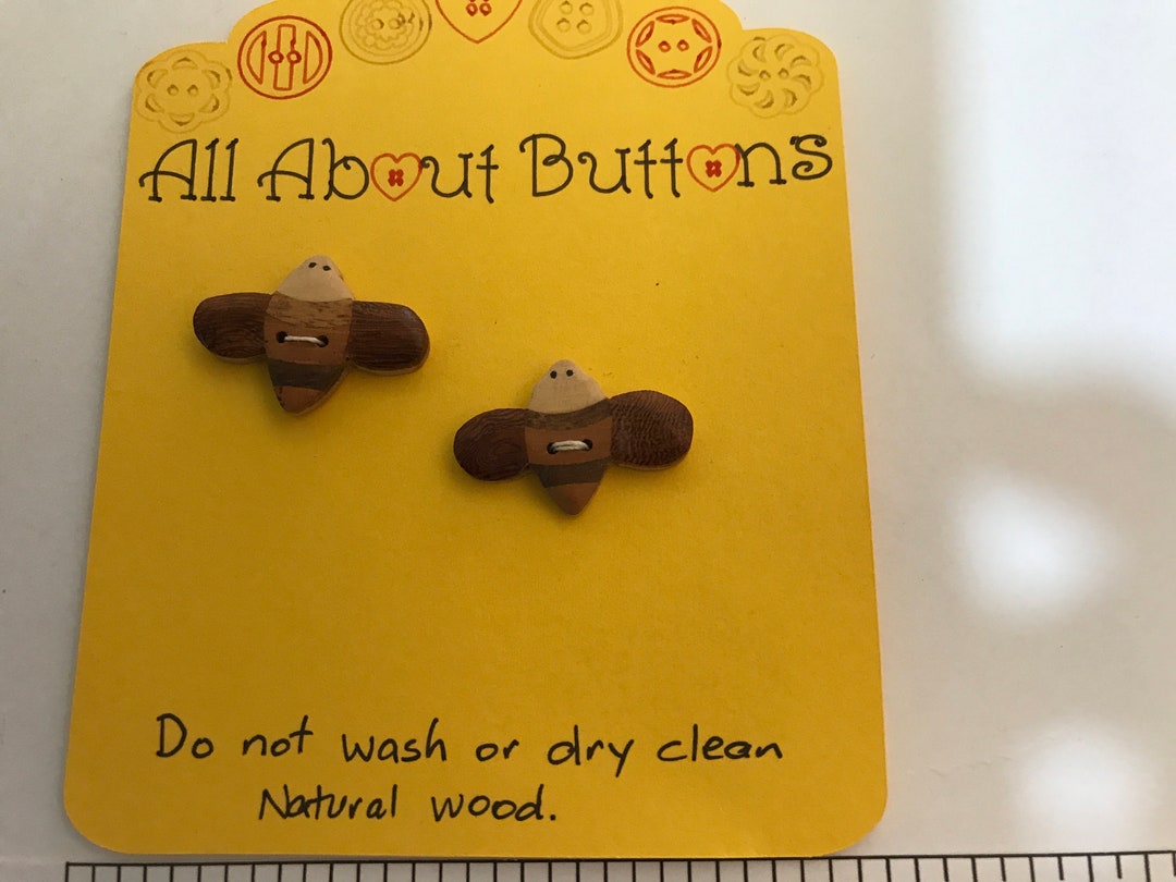 Two Beautiful Wooden Bee Buttons. - Etsy