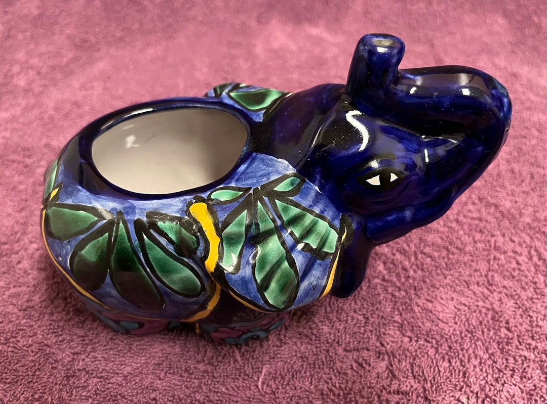 Talavera Mexican Pottery Elephant Small Planter Colorful Handmade ...