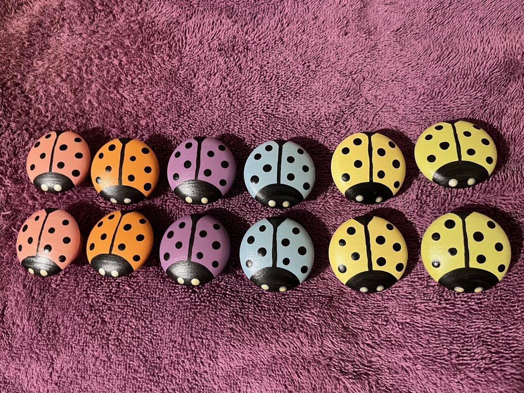 Vintage Pastel Colors Ladybug Cabinet Door Knobs Closet/drawer Pulls ...