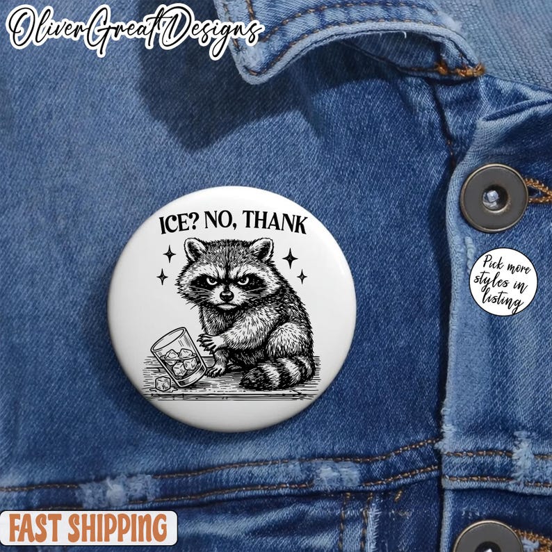 Ice No Thank Raccoon Pin, Anti ICE Sticker, Funny Protest Pin - Etsy UK