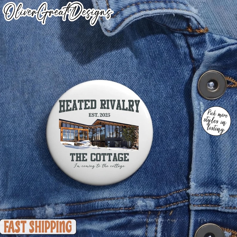Heated Rivalry the Cottage Pin Button, Hockey Romance Sticker or Pin ...