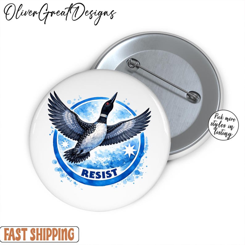 Ice Out Now Buttons – Anti ICE Minnesota Loon Pins, Rebel Birds ...