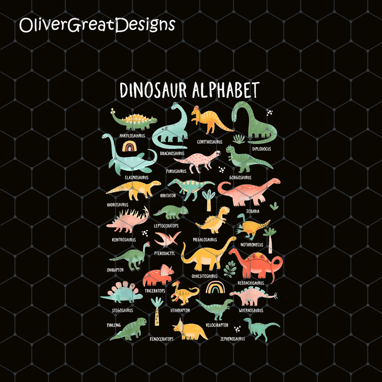 Types of Dinosaurs Alphabet A-Z Png, ABC Dino Identification Gift ...