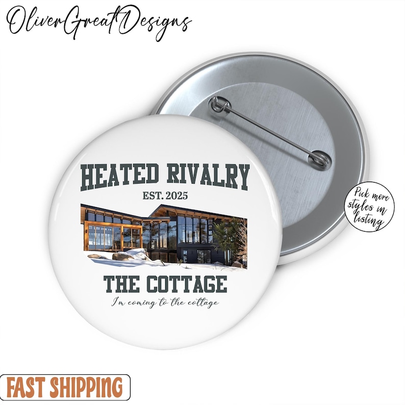Heated Rivalry the Cottage Pin Button, Hockey Romance Sticker or Pin ...
