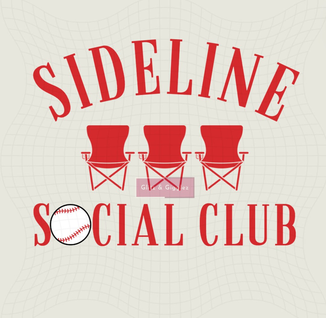 Sideline Social Club Baseball Red PNG - Etsy