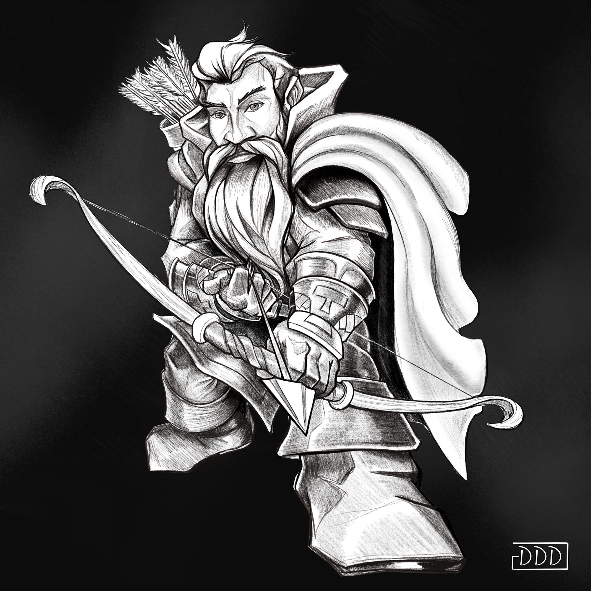 Custom Character Art, Dnd Character Commission, Fantasy B&W Character ...