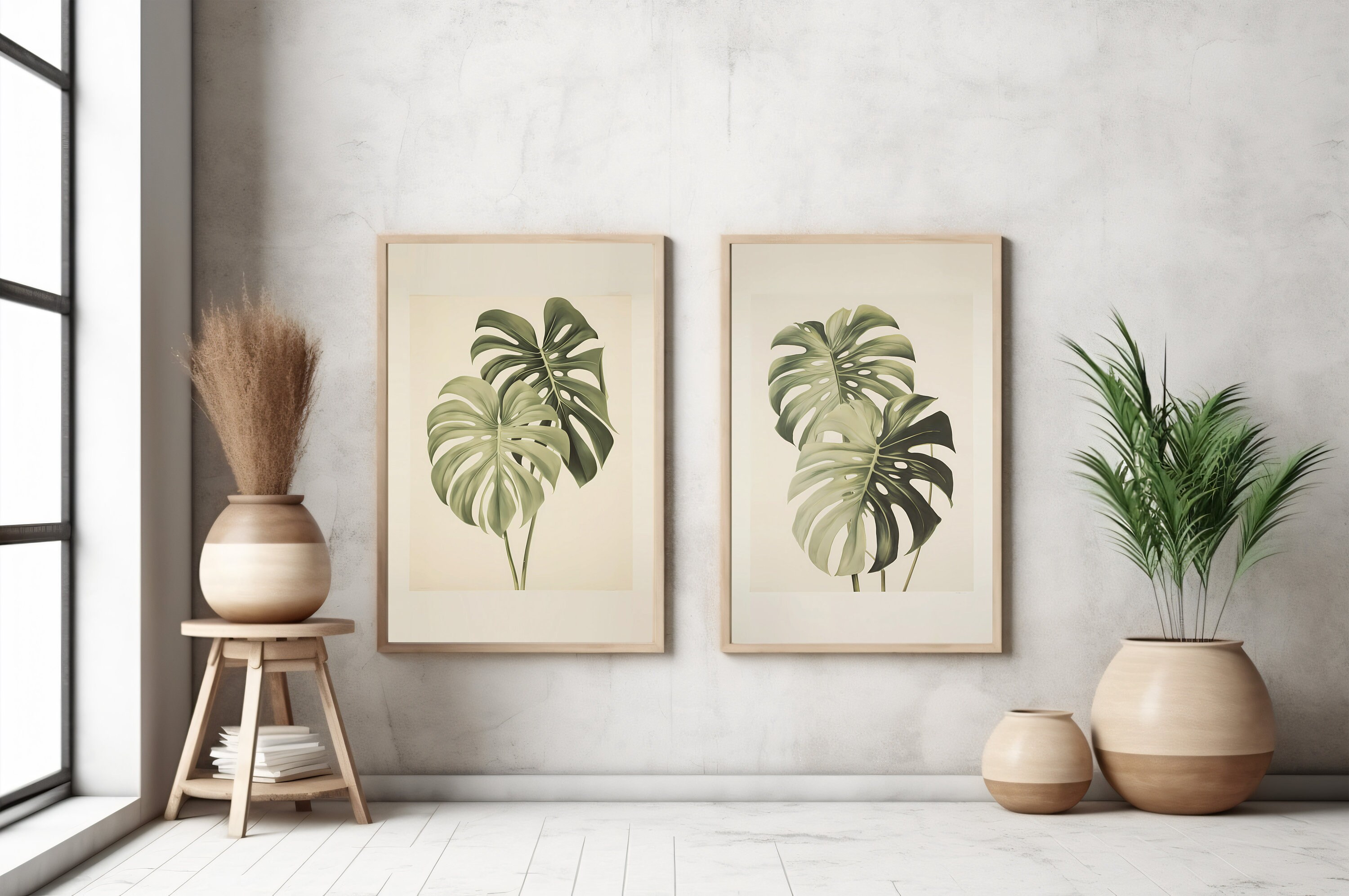 Minimalist Monstera Printable Digital Download Set of 2 - Etsy