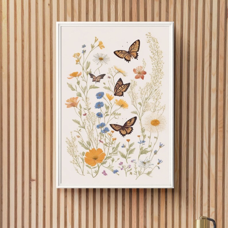 Boho Wildflowers Floral Art Prints, Minimalist Wall Art, Meadows, Bloom ...