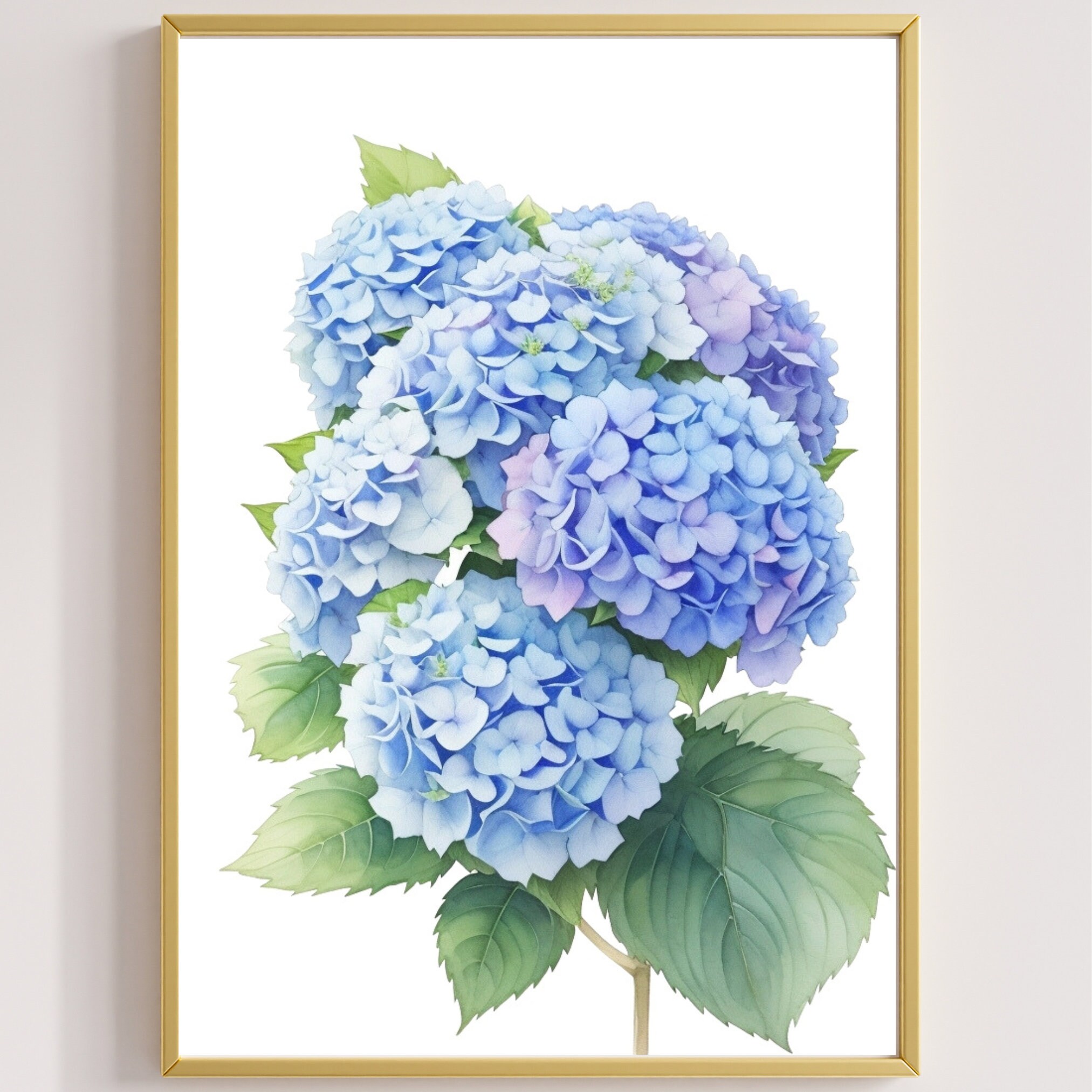 Watercolor Light Blue Hydrangea Set for Modern Homes, Minimalist ...