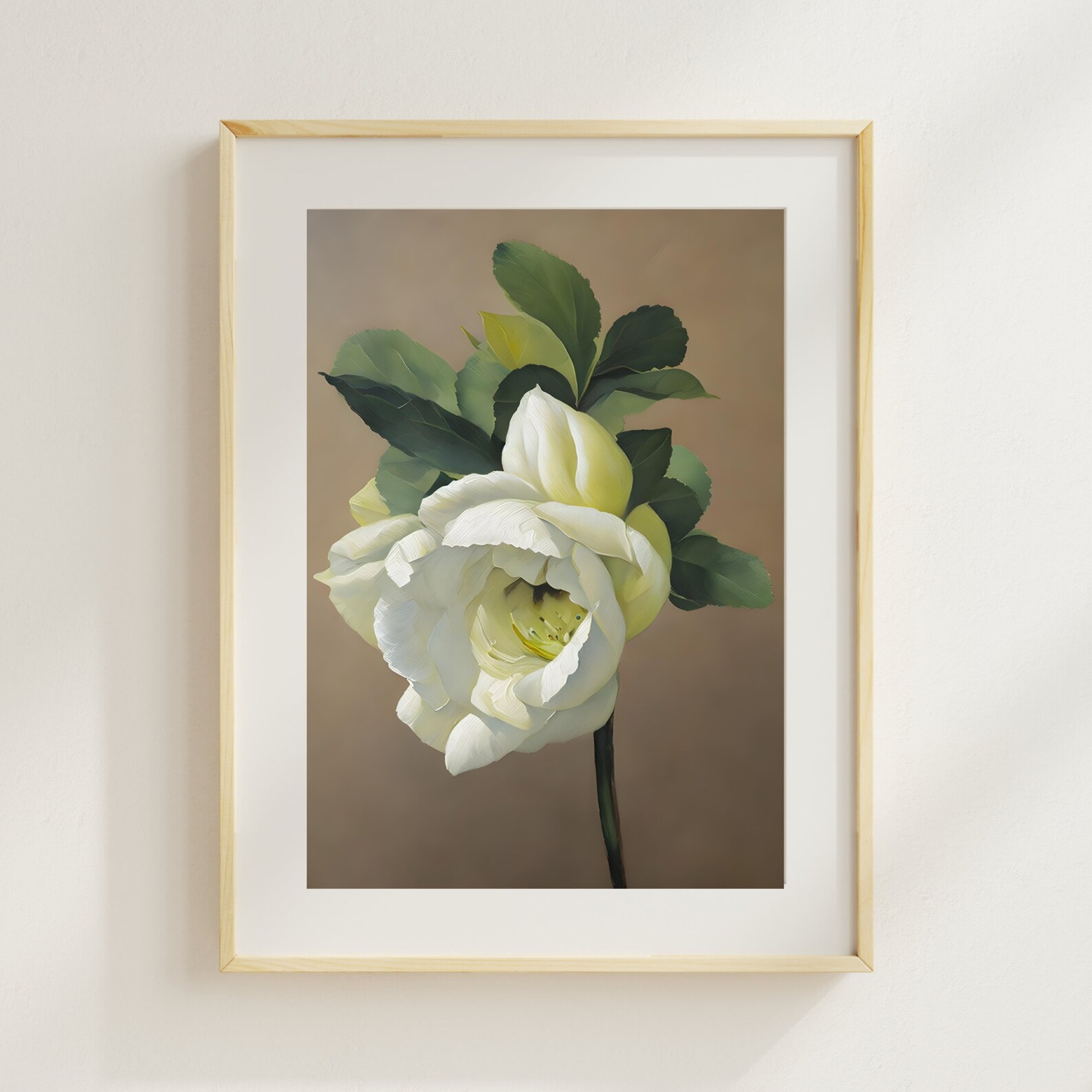 White Rose, Botanical Print, Muted Floral Painting , White Rose Home ...