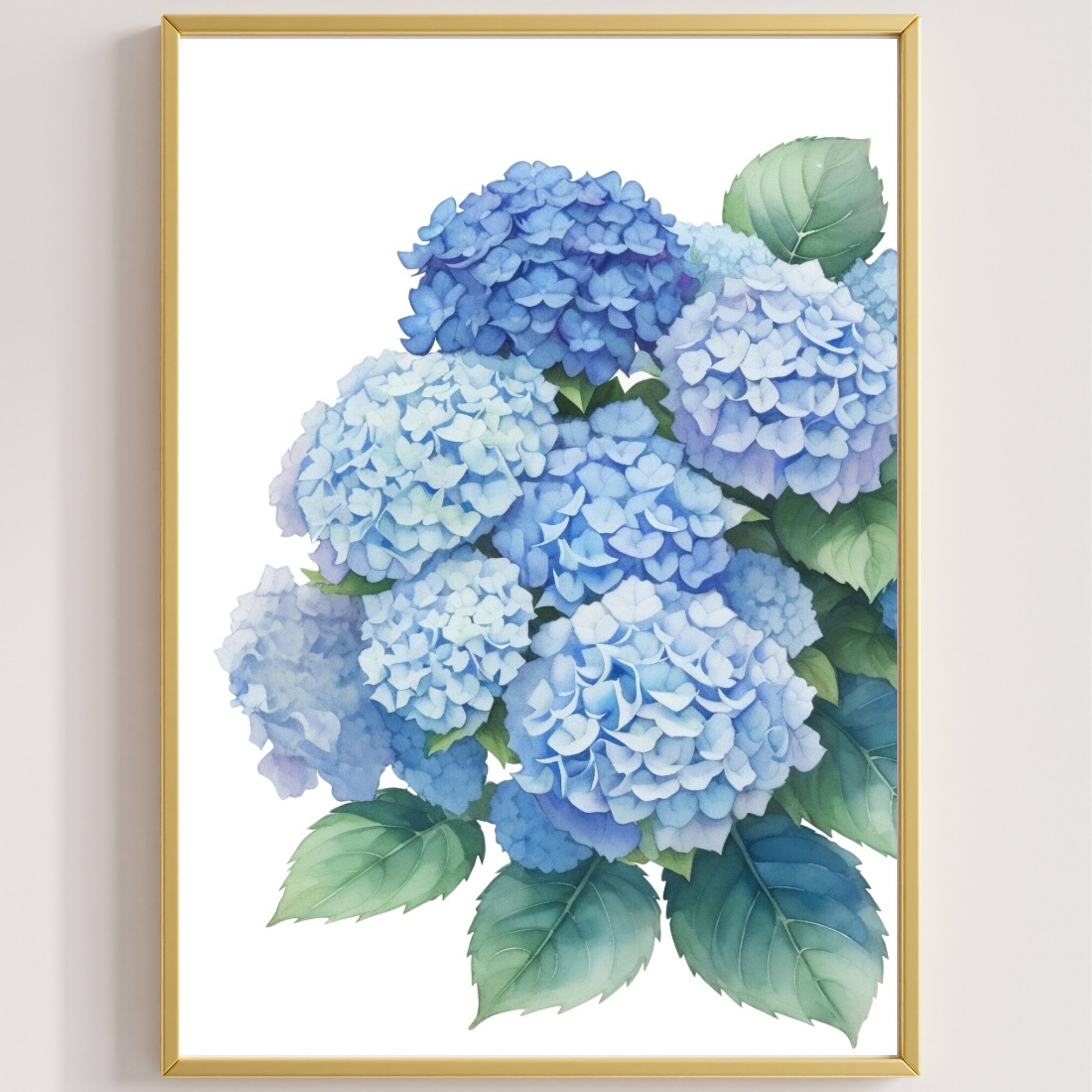 Watercolor Light Blue Hydrangea Set for Modern Homes, Minimalist ...