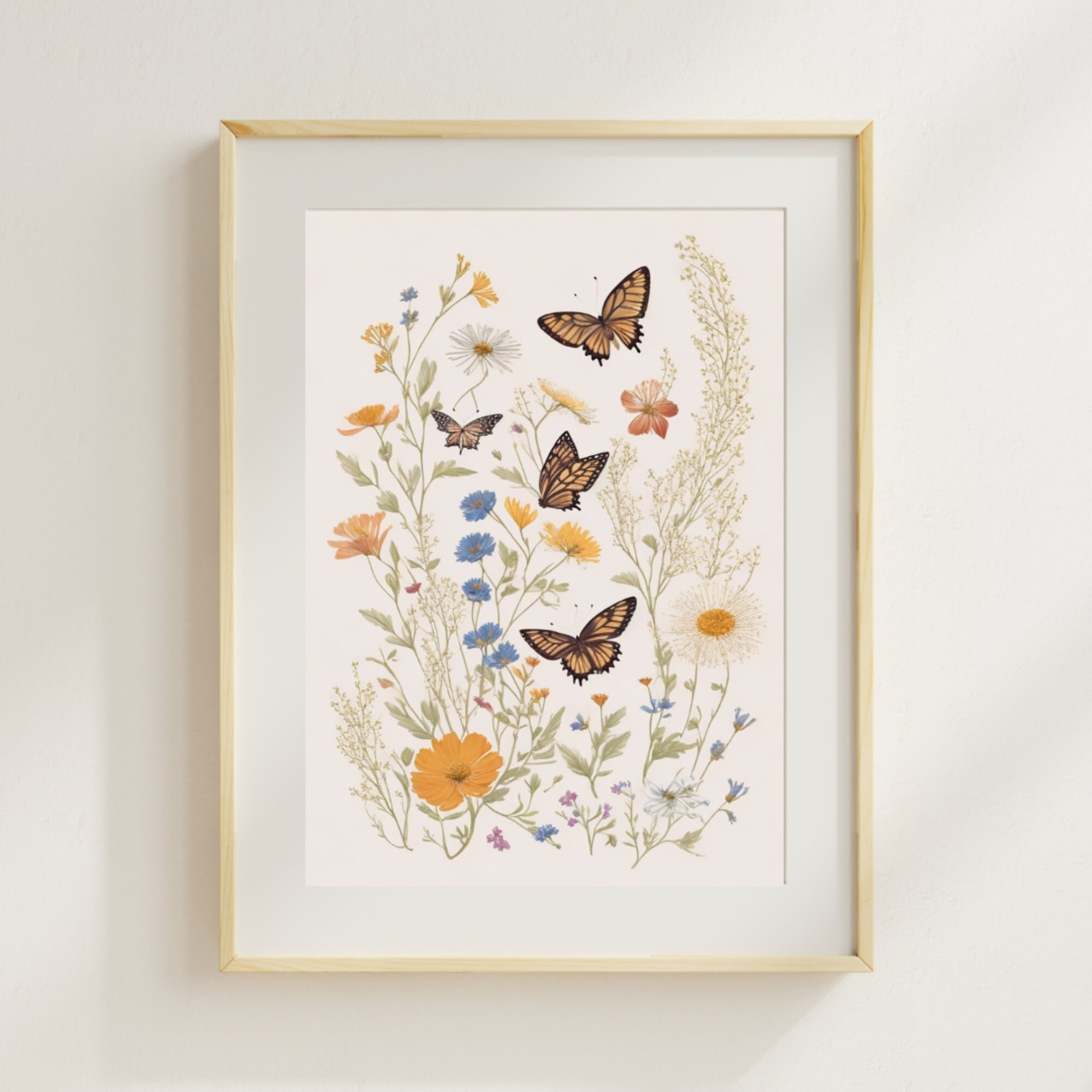 Boho Wildflowers Floral Art Prints, Minimalist Wall Art, Meadows, Bloom ...