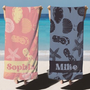 Starfish Custom Beach Towel, Personalized Starfish Beach Towel, Summer Essentials Beach Towel ...