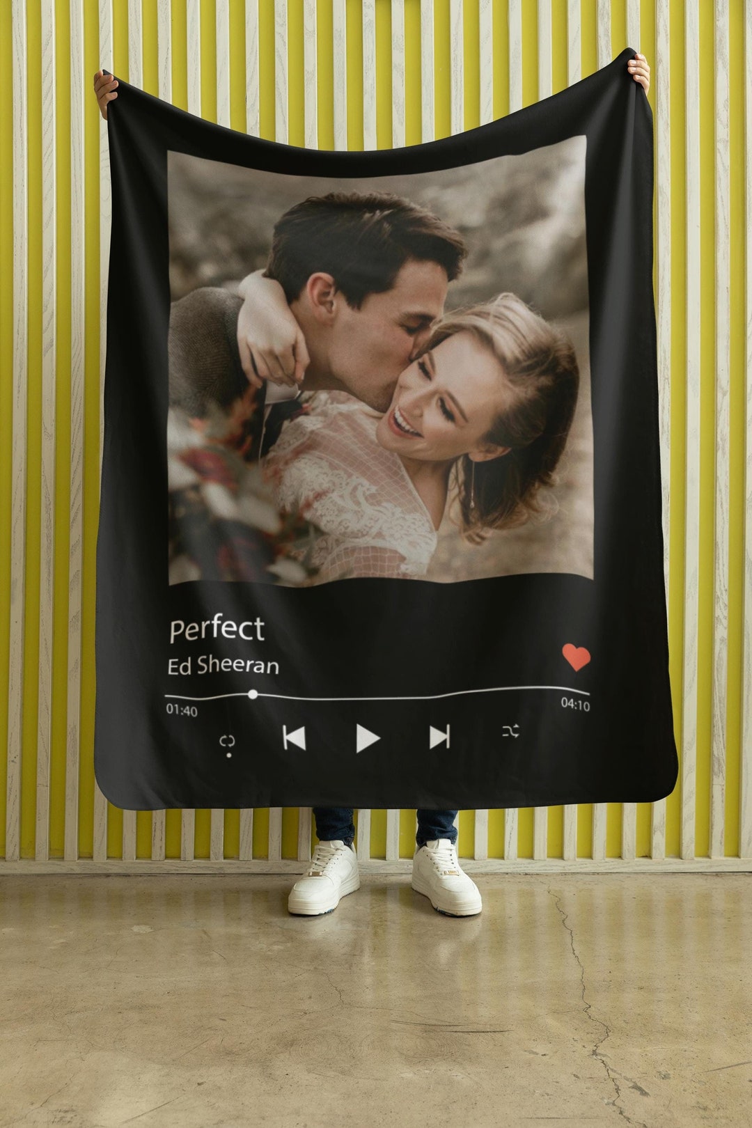 Personalized Music Blanket, Custom Spotify Photo Blanket Valentines ...