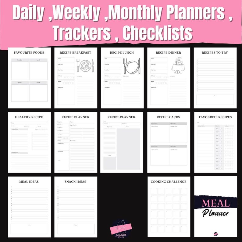 Printable Meal Planner Bundle |daily, Weekly , Monthly Meal Tracker ...