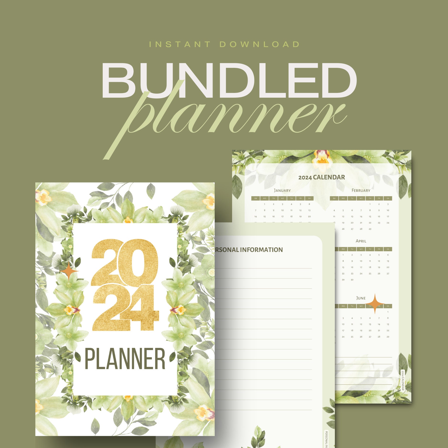 Printable Bundled Planner 2024 Planner iPad Planner Minimalist Planner ...