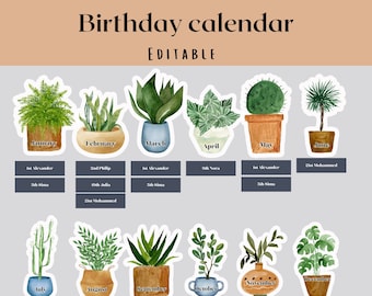 Large Classroom Calendar Plants Please Serene Classroom Collection - Etsy